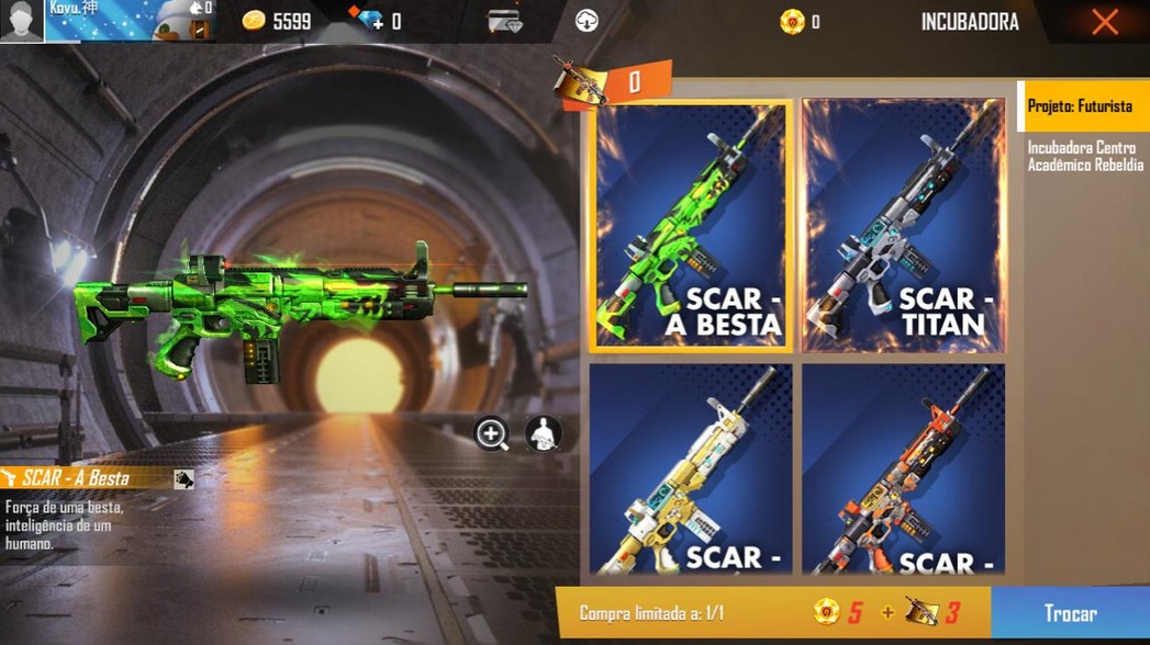 Free Fire - Incubadora da SCAR está de volta ao game - Critical Hits