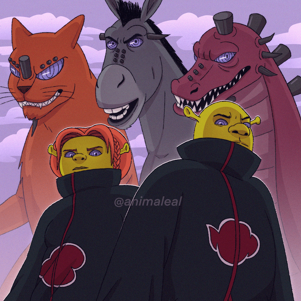 Fã imagina crossover entre Akatsuki e Shrek em Naruto, e o resultado é ...