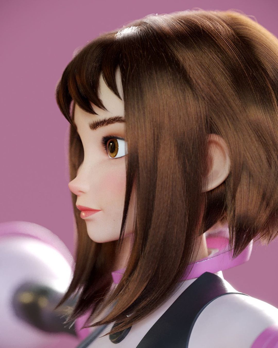 Artista imaginou como seria a Uraraka de My Hero Academia feita em 3D e ...