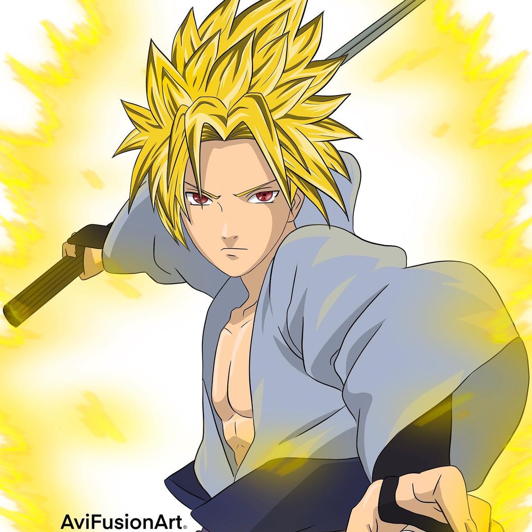 Este seria o visual do Sasuke se ele fosse um Super Saiyajin de Dragon ...