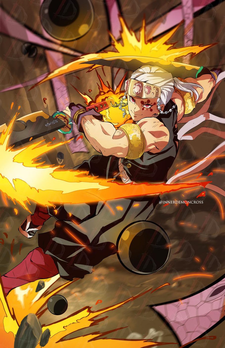 Fã de Demon Slayer fez uma épica ilustração de Tengen Uzui, o Pilar do ...