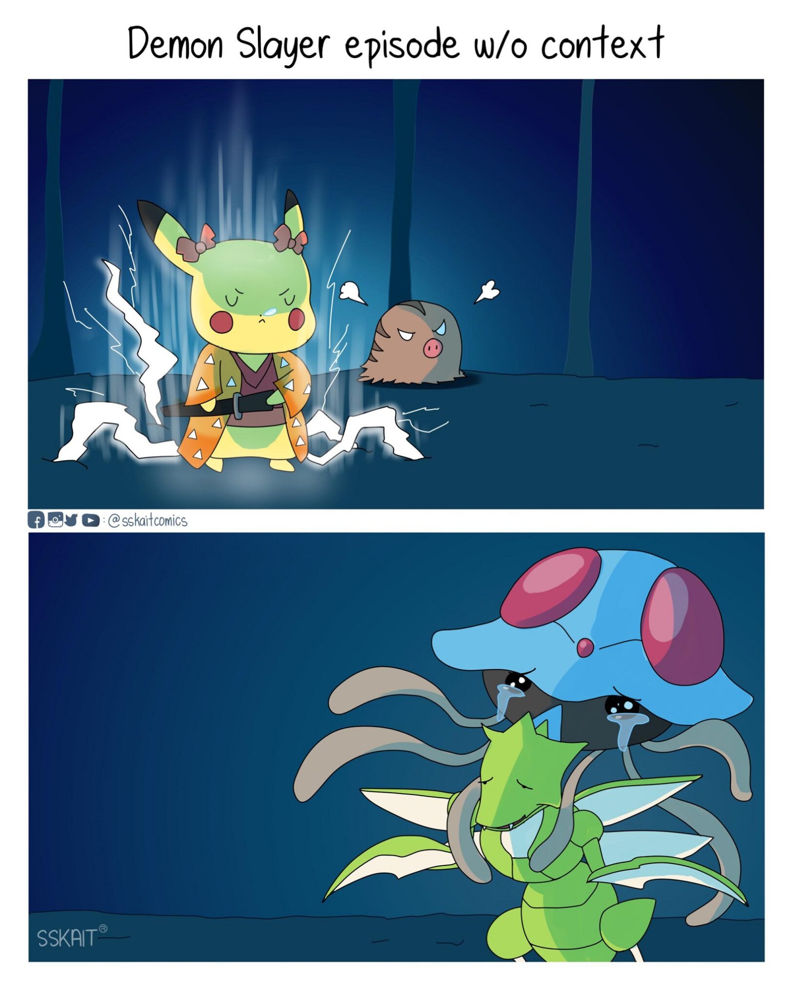 Artista fez um adorável crossover de Demon Slayer e Pokémon - Critical Hits