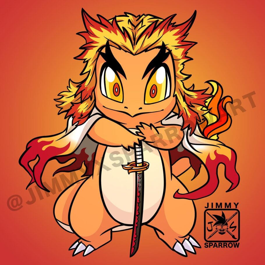 Artista fez um criativo crossover entre Demon Slayer e Pokémon ...