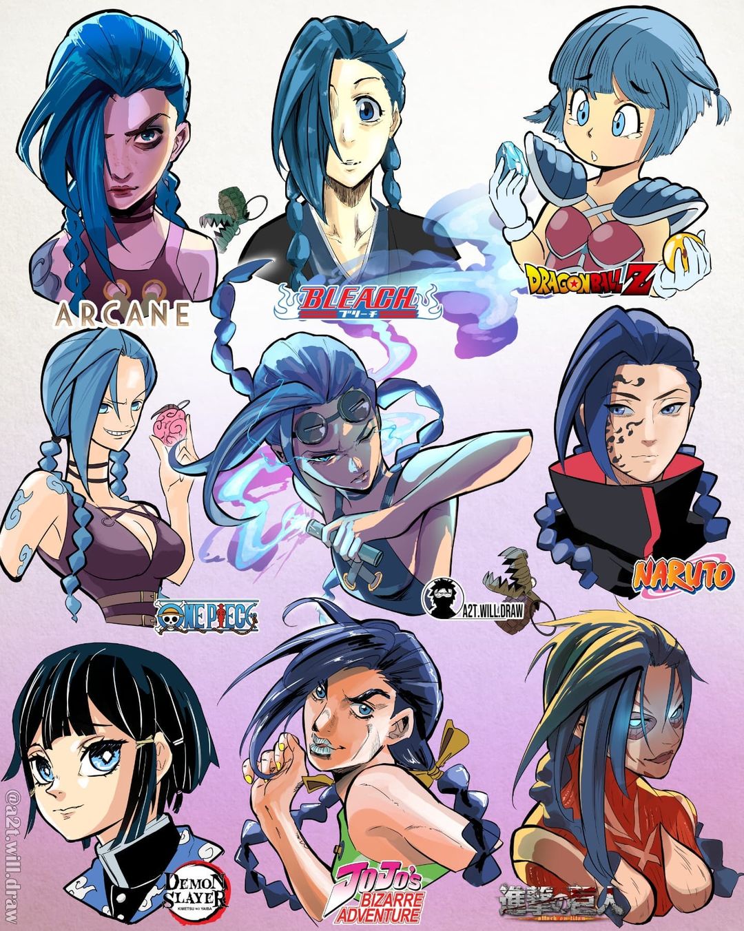 Confira como ficaria o visual de Jinx no traço de 8 animes populares da ...