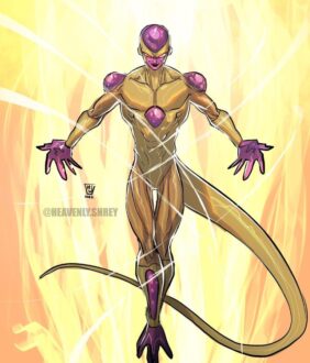 Este seria o visual de Freeza Dourado desenhado com traços ...
