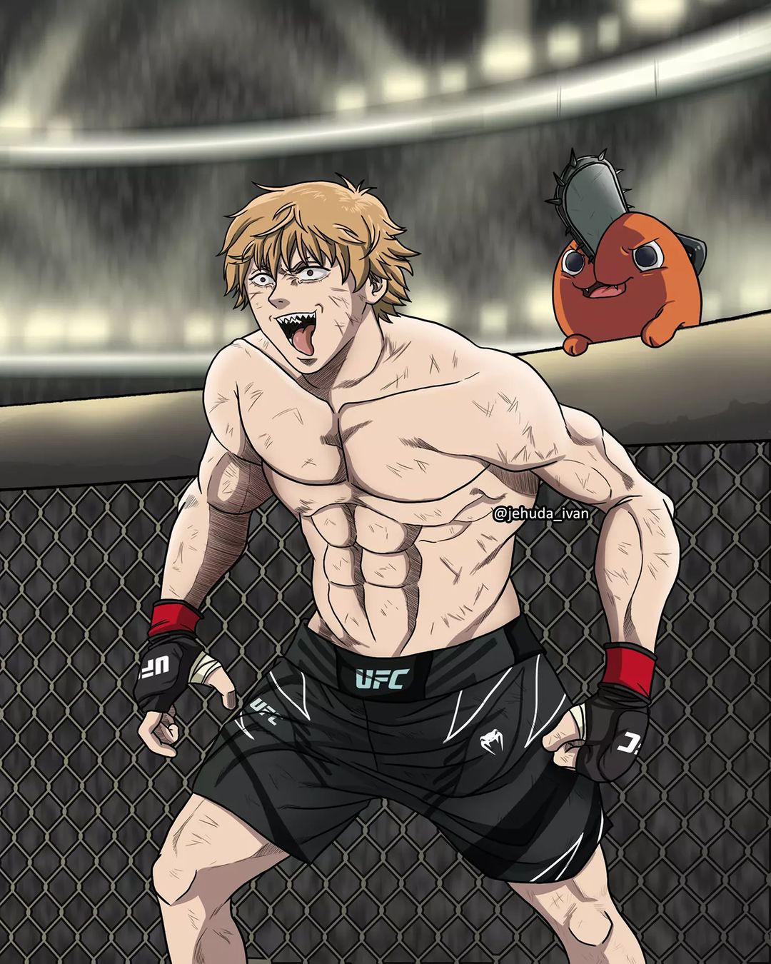 Artista imaginou Denji de Chainsaw Man como um lutador de UFC da vida ...