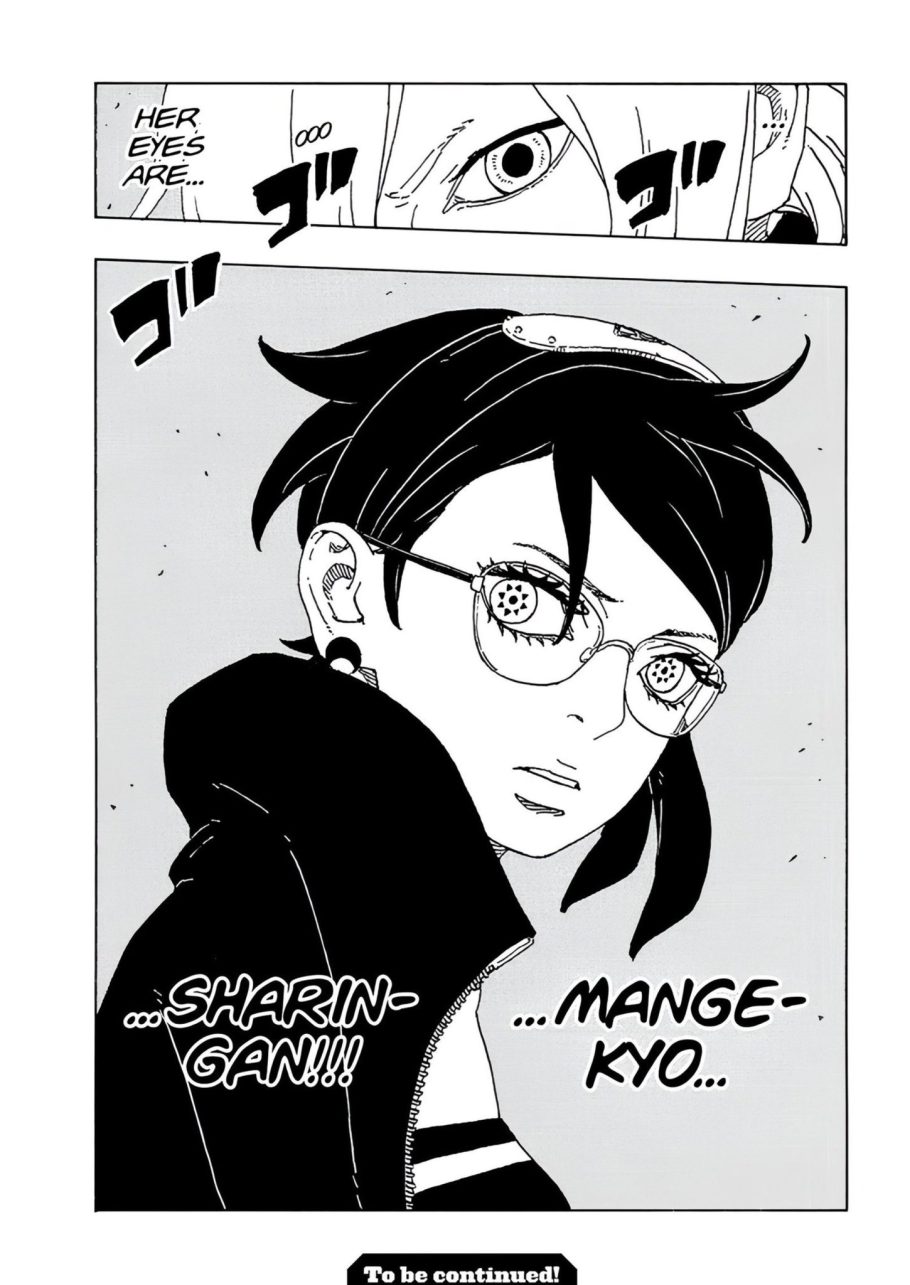 Boruto TBV 20 revela o visual de Sarada com o Mangekyo Sharingan no ...
